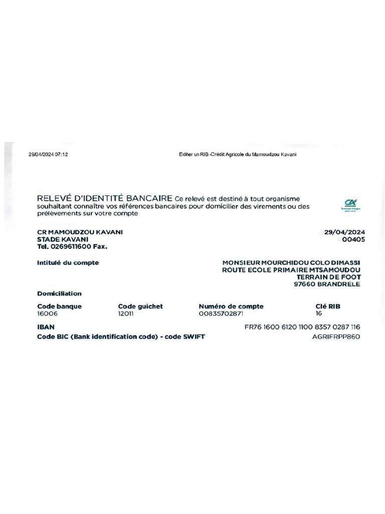 RIB CREDIT AGRICOLE - Page-0001 | PDF