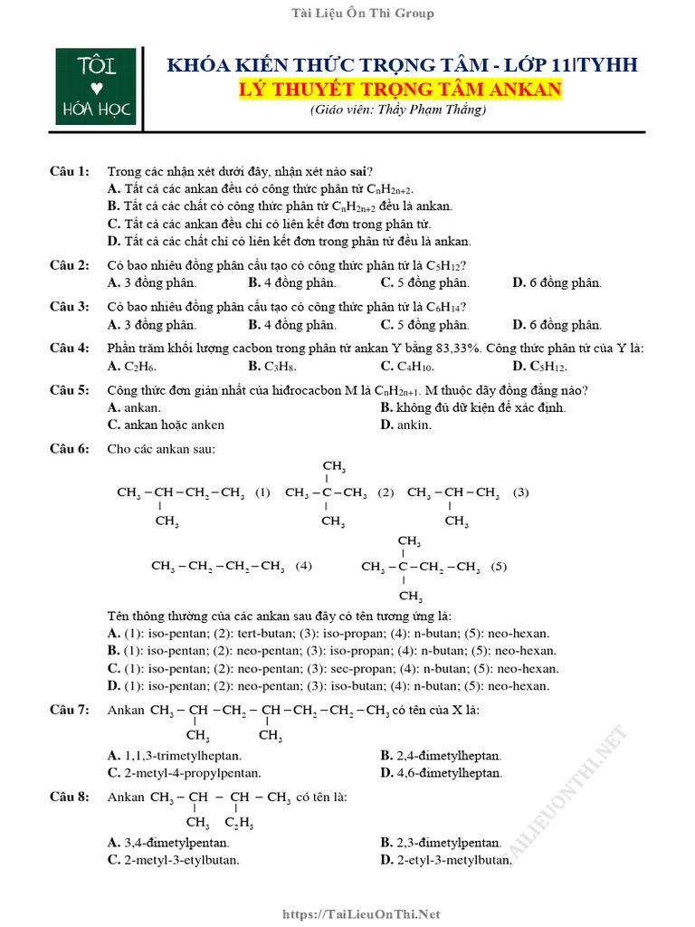 Bai 01 Ly Thuyet Trong Tam Ve Ankan | PDF
