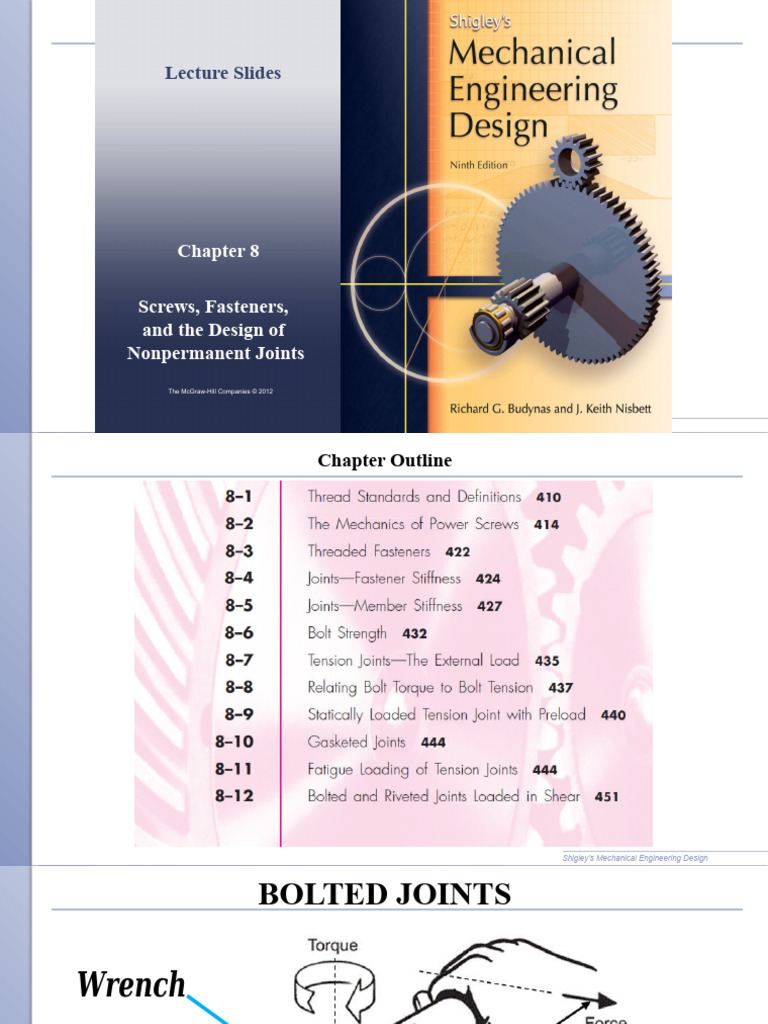 CH 8 Slides - Boltedjoint Updated Version | PDF | Screw | Mechanical Engineering