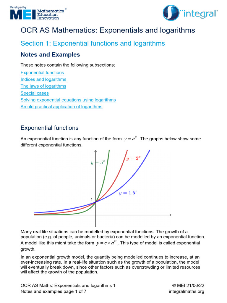 Ocrasl 1 N | PDF | Logarithm | Exponential Function