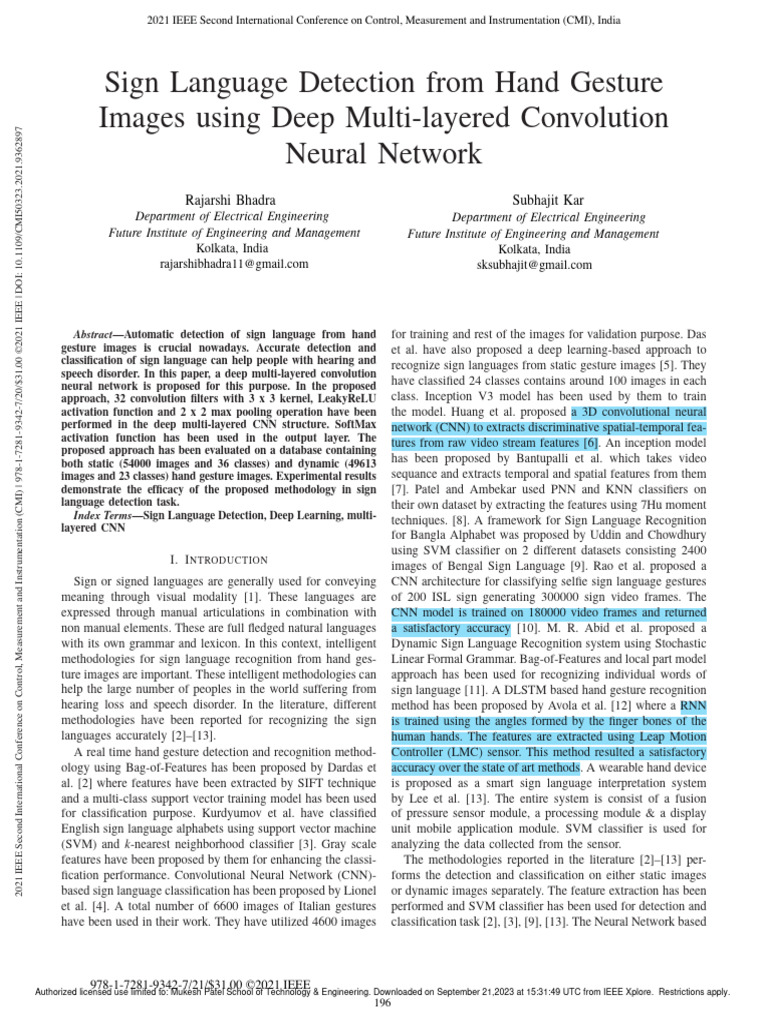 Sign Language Detection via CNN | PDF | Artificial Neural Network ...
