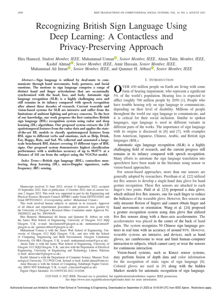 Recognizing British Sign Language Using Deep Learning A Contactless and Privacy-Preserving ...