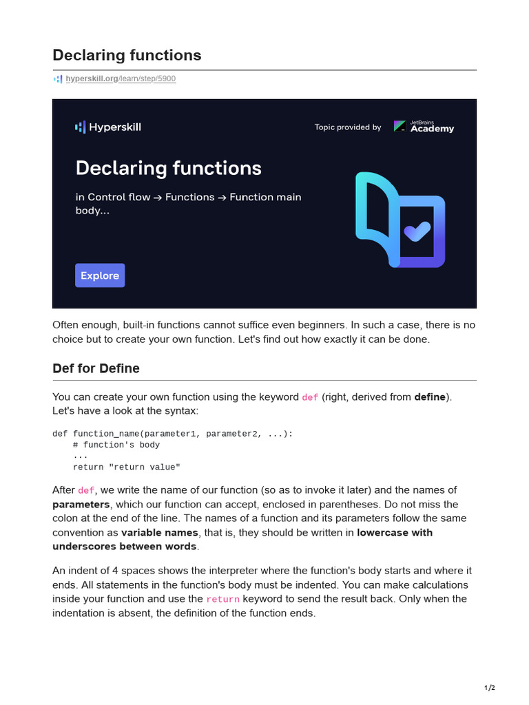 Declaring Functions | PDF