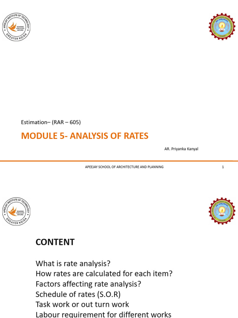 MODULE 5 - Analysis of Rate | PDF | Masonry | Mortar (Masonry)