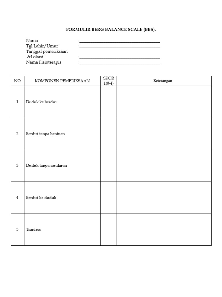 Form Berg Balance Scale-1 | PDF