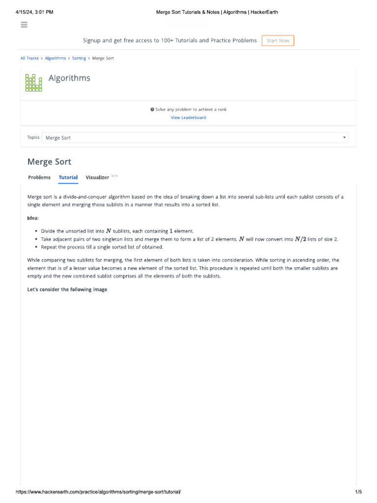 merge sort | PDF merge sort | PDF