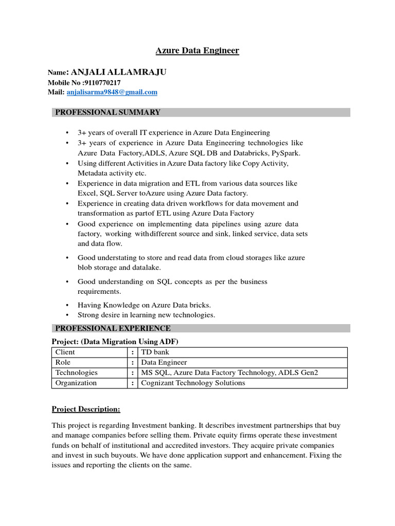 Anjali Resume V1.0 | PDF | Microsoft Azure | Microsoft Sql Server