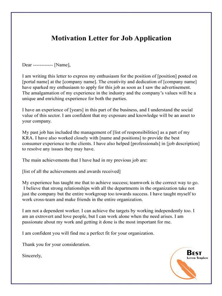 Motivational Letter | PDF