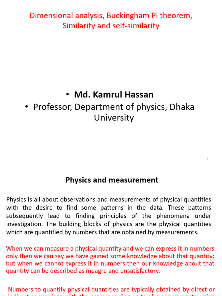Dimensional Analysis and Buckingham Pi Theorem | PDF | Stochastic Process | Diffusion
