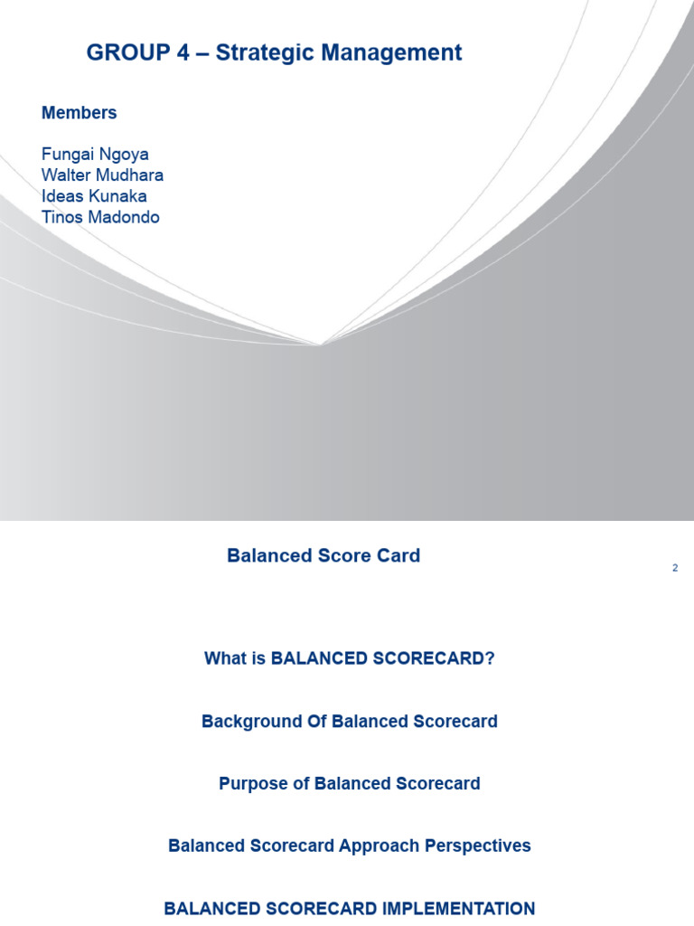 Balanced Scorecard - Group 4 Presentation | PDF | Strategic Management | Business Intelligence