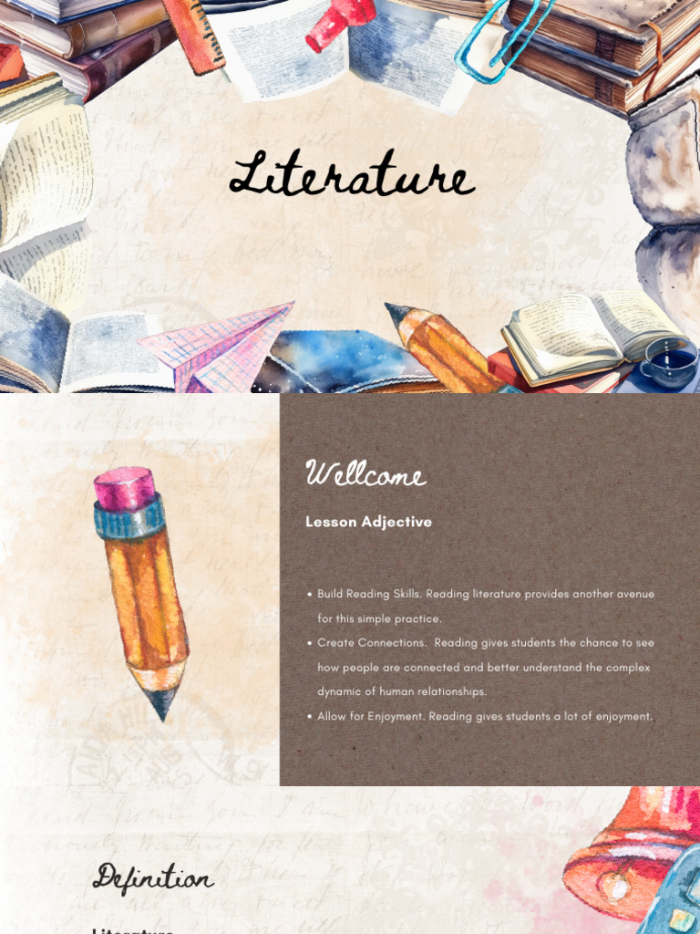 Colorful Handcrafted Literature Creative Education Presentation | PDF ...