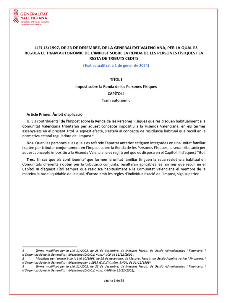 Llei 13 - 97 1 Gener 2024 | PDF