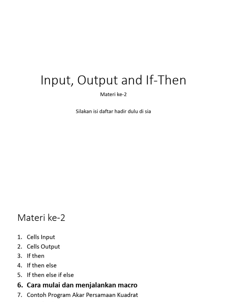 Input, Output and If Then | PDF | Metode & Bahan Ajar