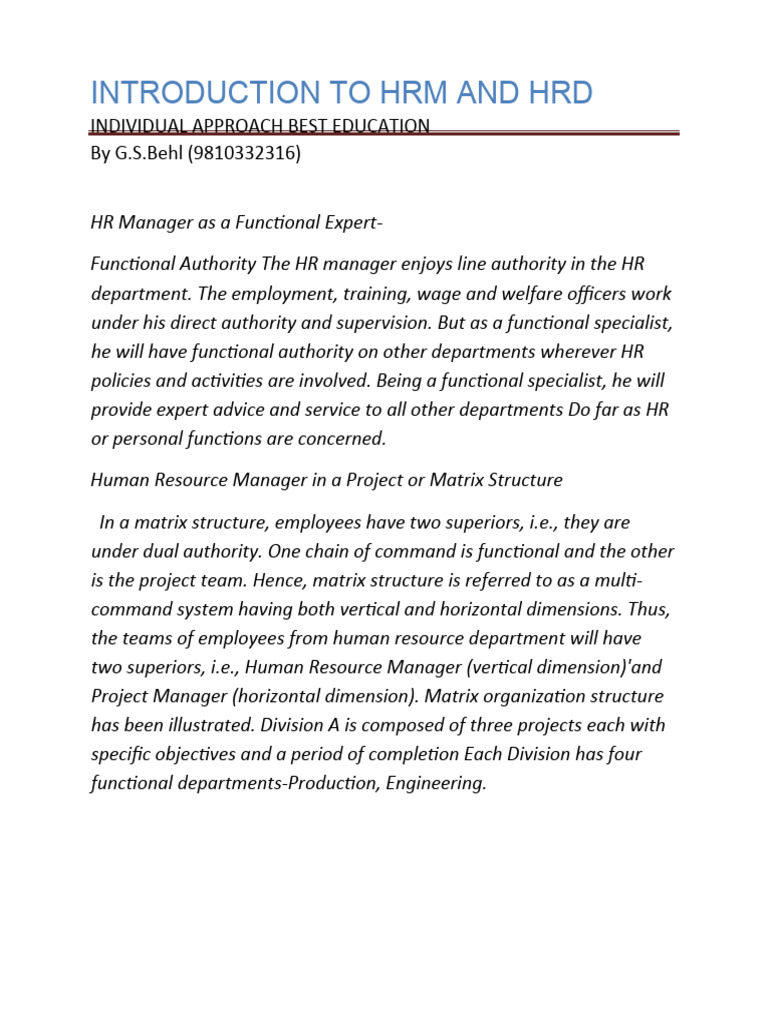 Hrm Introduction | PDF | Human Resource Management | Policy