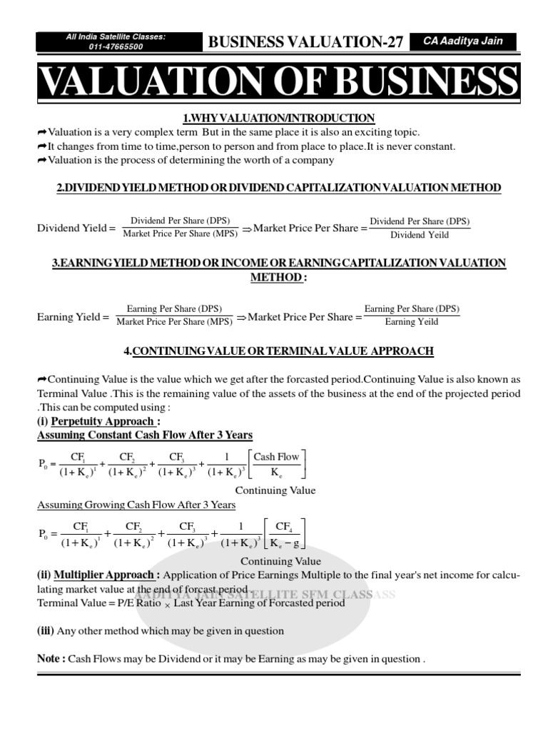 Business Valuation Methods Explained | PDF | Valuation (Finance ...