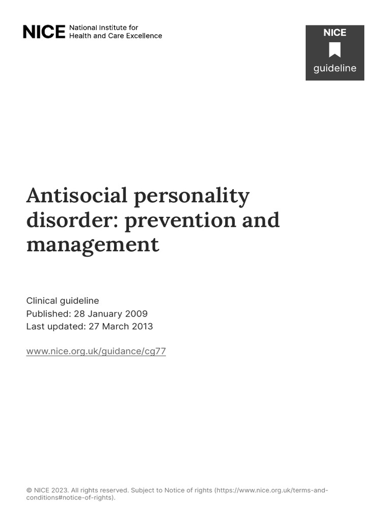 Antisocial Personality Disorder Prevention and Management PDF ...