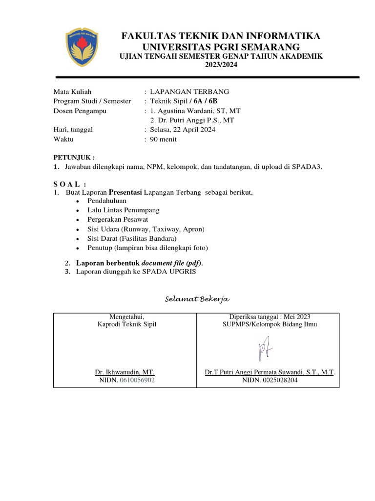 UTS Sipil Lapter 2024 | PDF | Sains & Matematika | Komputer