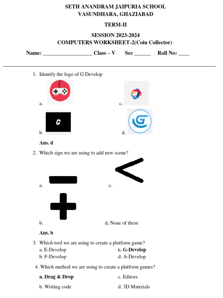 Class5 Computer Worksheet | PDF | Software | Computer Programming