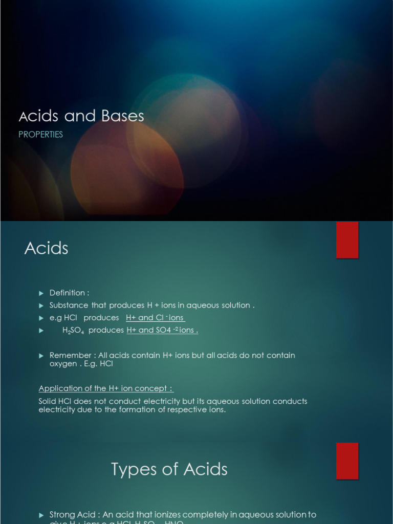 Acids and Bases Lecture 1 ( Grade 9 ) | PDF | Acid | Hydroxide