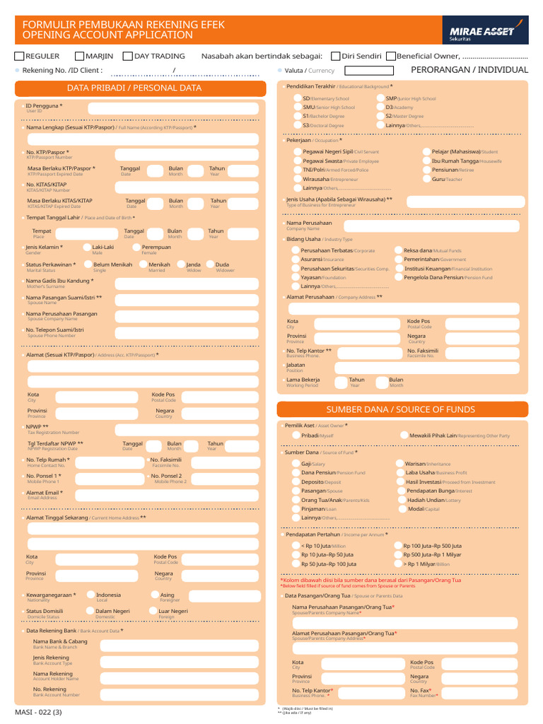 Opening - Account - Form RDI MANDIRI | PDF