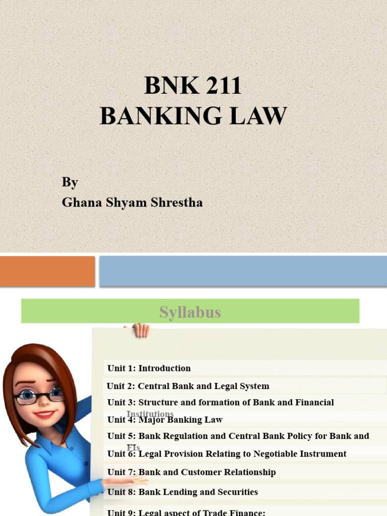 BNK 211 Banking Law: by Ghana Shyam Shrestha | PDF | Banks | Microfinance