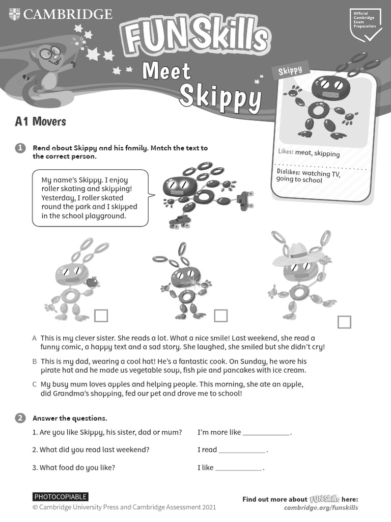 A1 Movers Skippy Worksheet | PDF | Foods | Cuisine