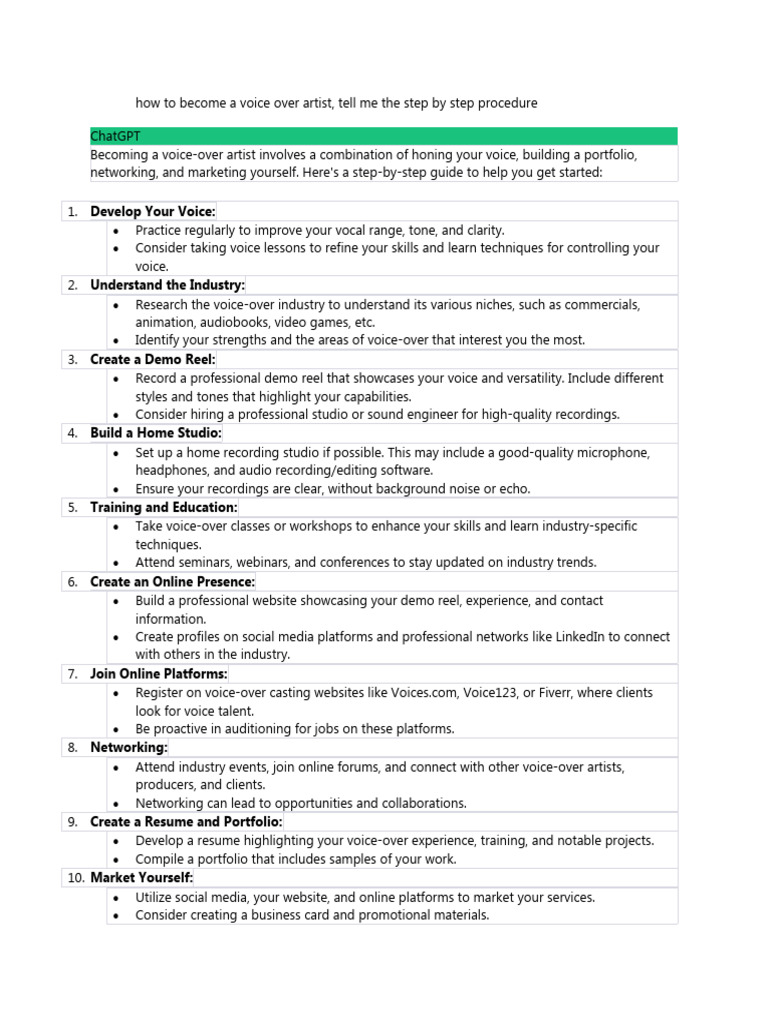 Steps to Become a Voice-Over Artist | PDF | Cost Of Living | E Commerce