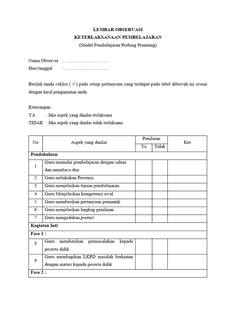 Lembar Instrumen Penelitian-8 | PDF