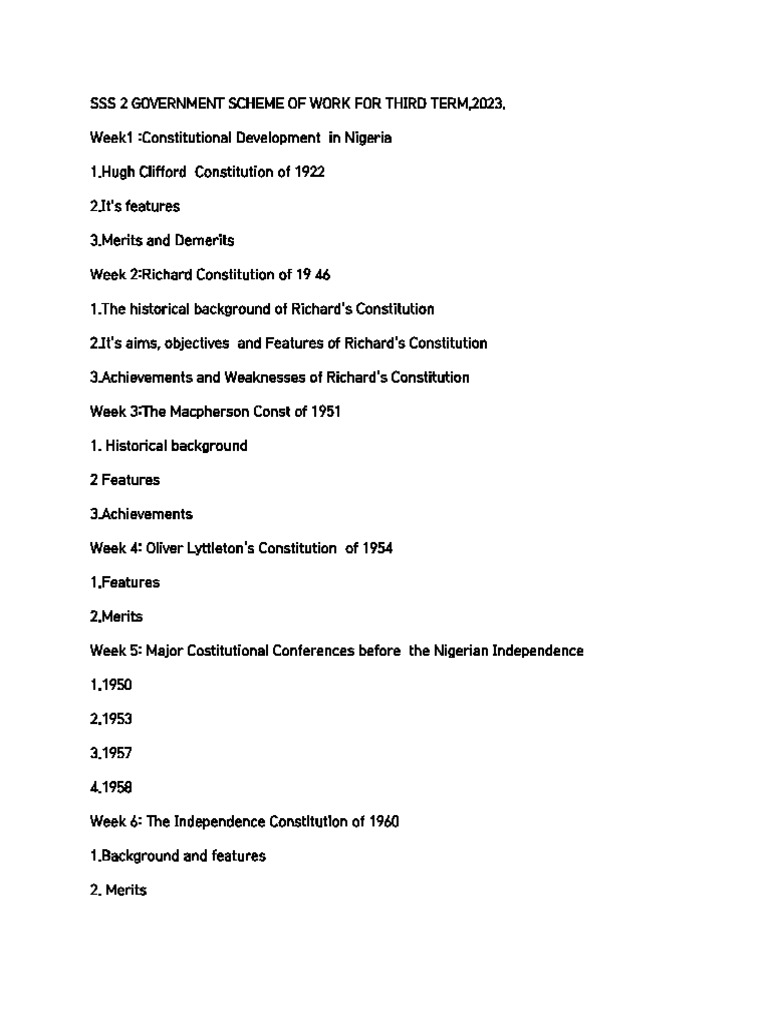 2723 - 3rd Term SS2 Govt Scheme of Work | PDF