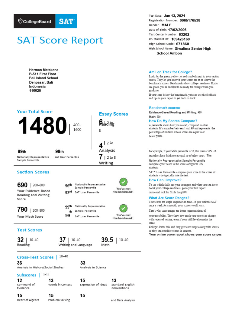 SAT SCORE | PDF | Sat | Evaluation Methods