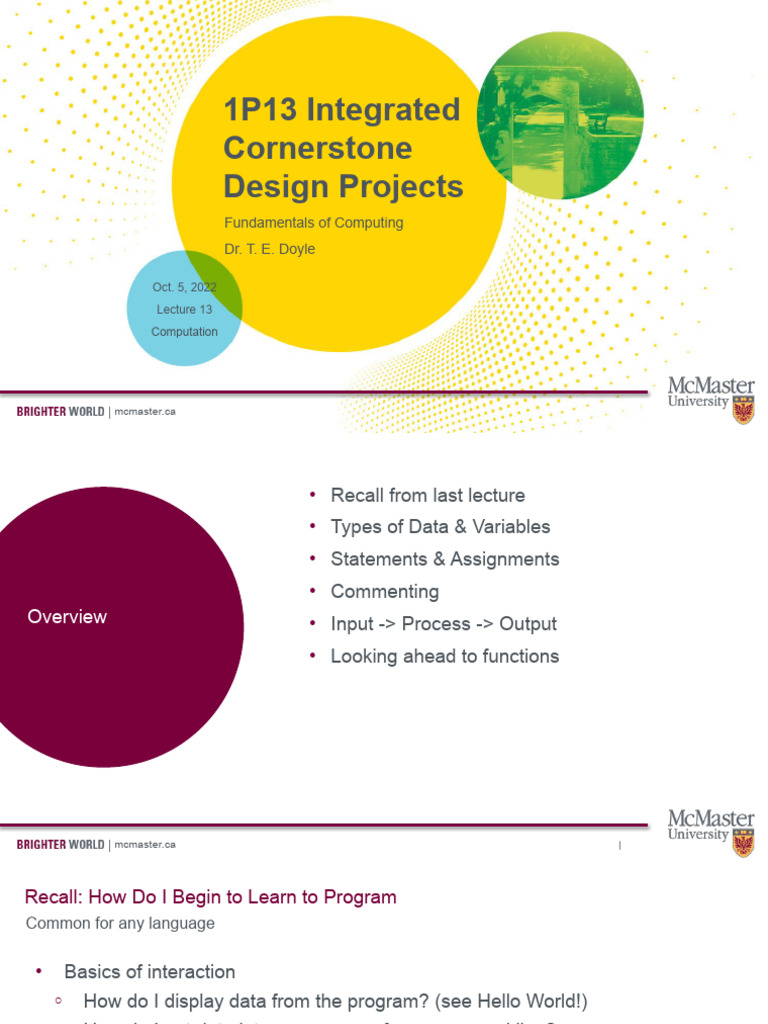 Eng1p13 Lecture 13 Oct05 2022 Fundamentals Of Computing Pdf Boolean Data Type String