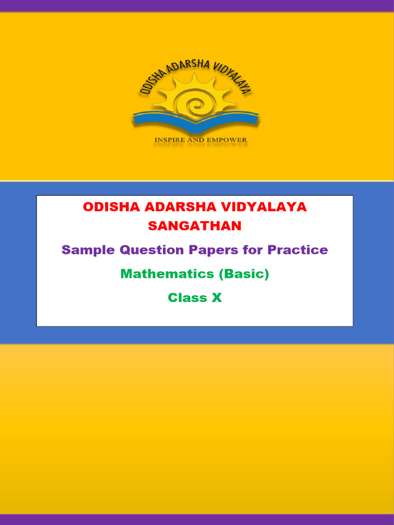 X Maths (Basic) Sample Question Paper - Final | PDF | Circle | Area