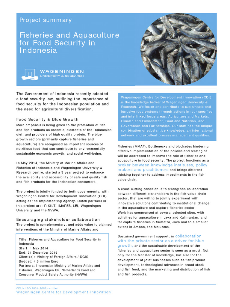 Projectsheet FAFI Indonesia | PDF | Food Security | Aquaculture