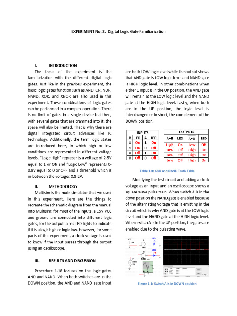 Experiment 2 Report | PDF | Logic Gate | Electronic Circuits