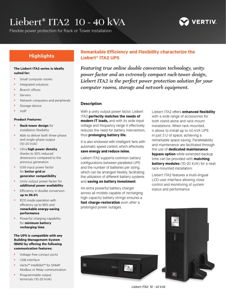 Liebert Ita2 Data Sheet English | PDF | Electrical Engineering ...