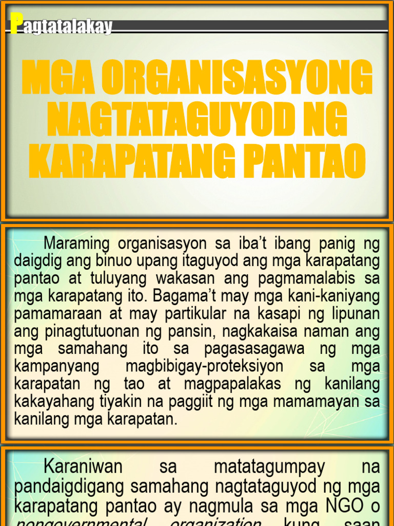Lesson 31 Organisasyong Nagtataguyod NG Mga Karapatang Pantao ...