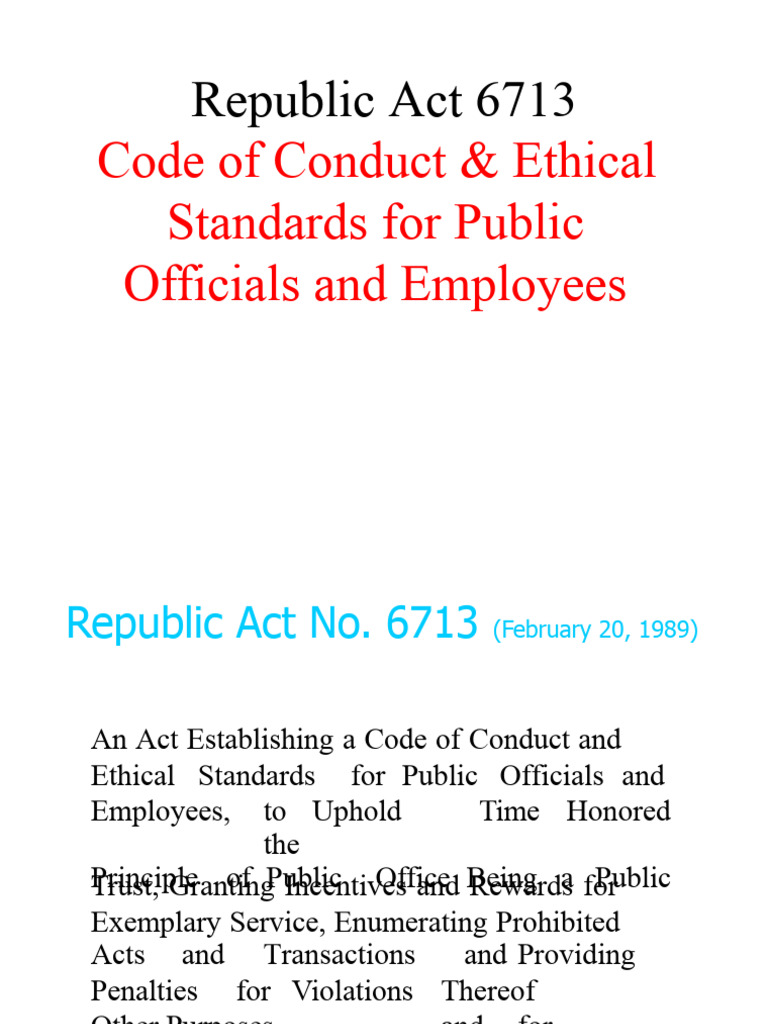 Code of Ethical Standards For Public Officials and Employees | PDF ...