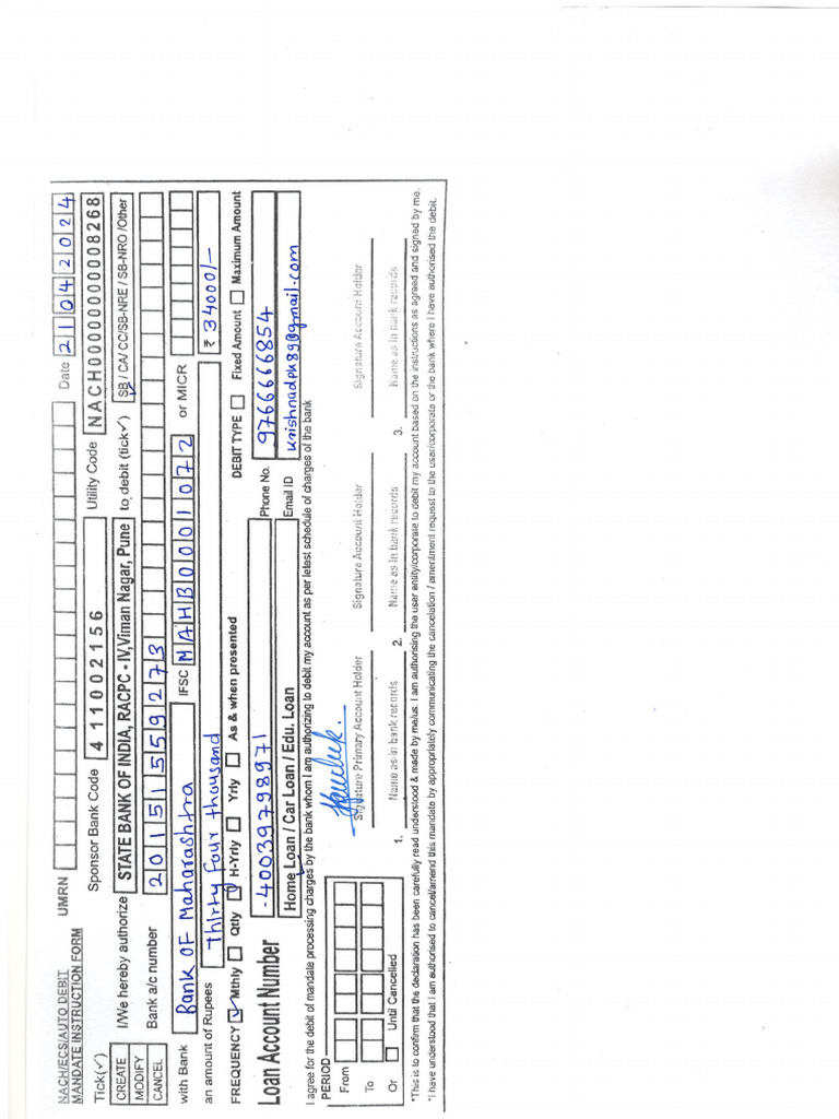 Sbi Bank Debit Note | PDF