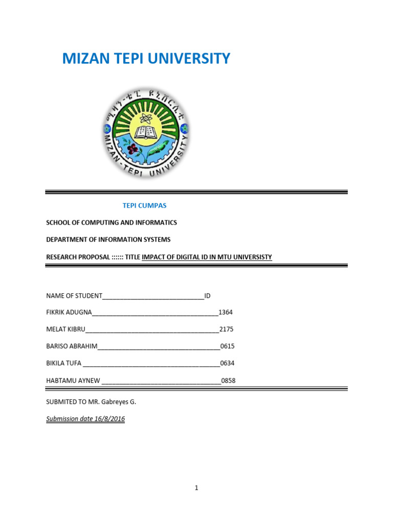 Digital ID Card Proposal for MTU | PDF | Feasibility Study | Data