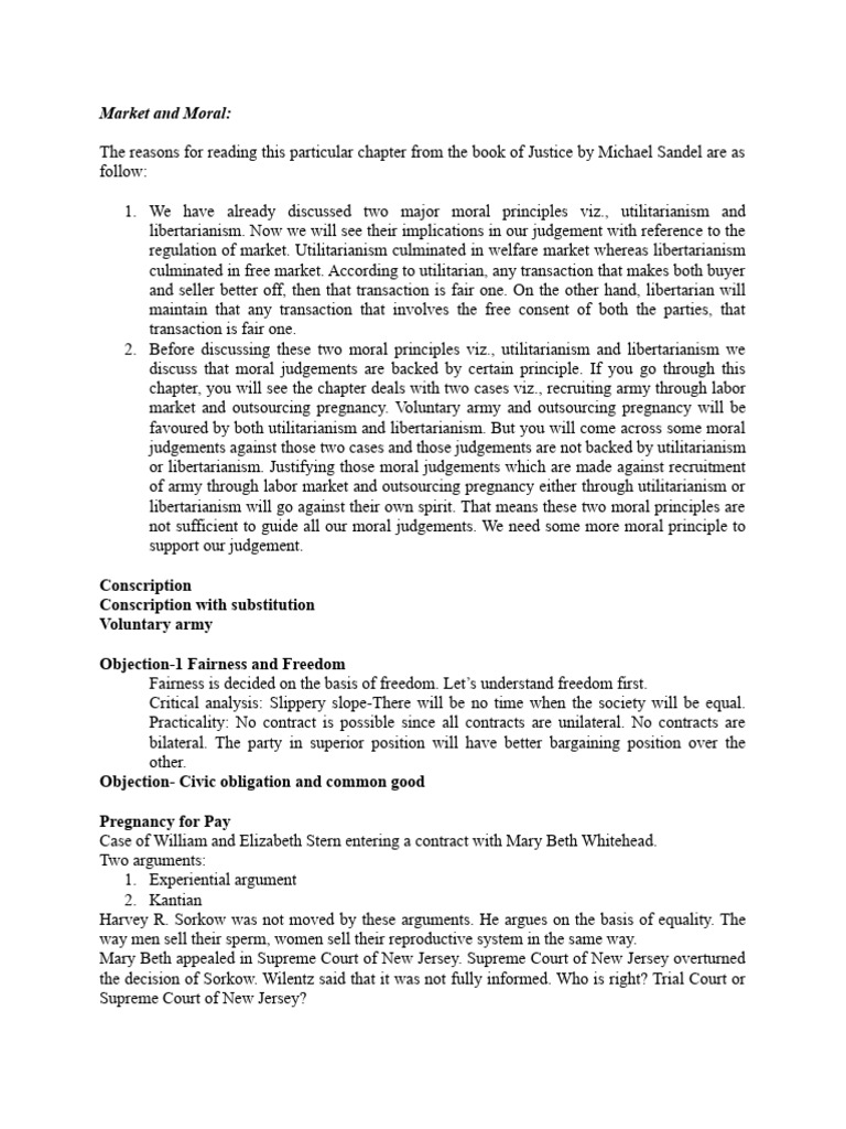 Lecture Notes - Market and Morals and Immanuel Kant | PDF | Immanuel ...