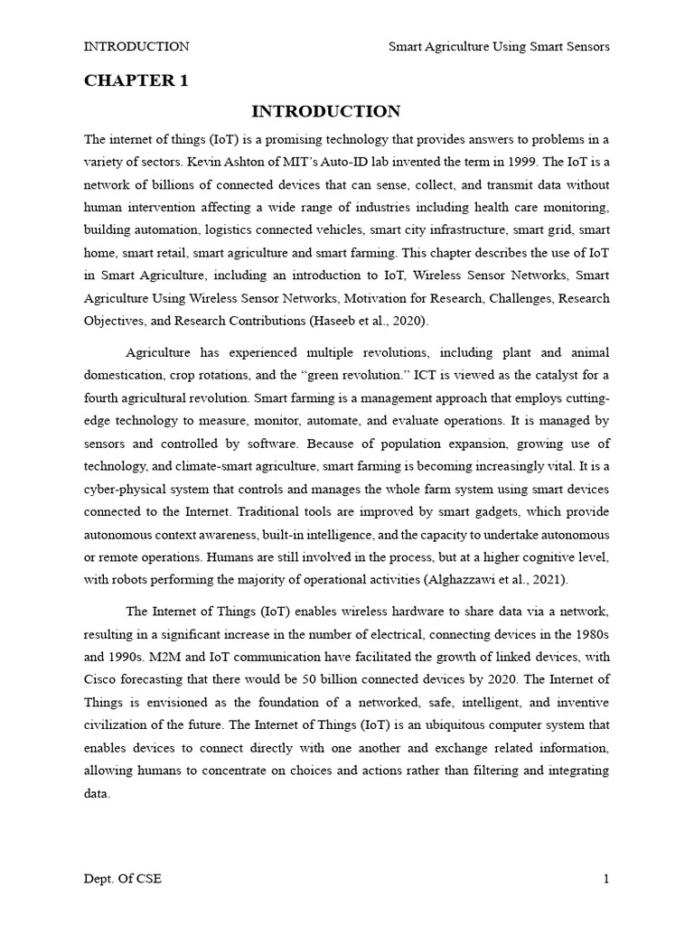 CHAPTER1 | PDF | Internet Of Things | Wireless Sensor Network