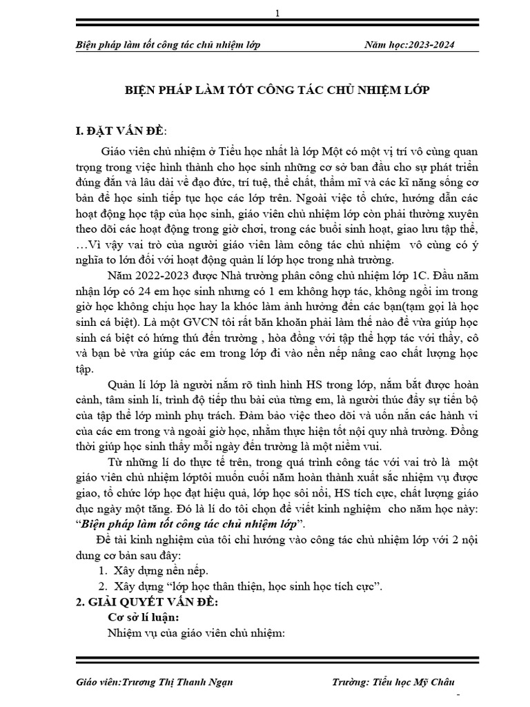 SKKN 1 So Thu Thuat GVCN | PDF