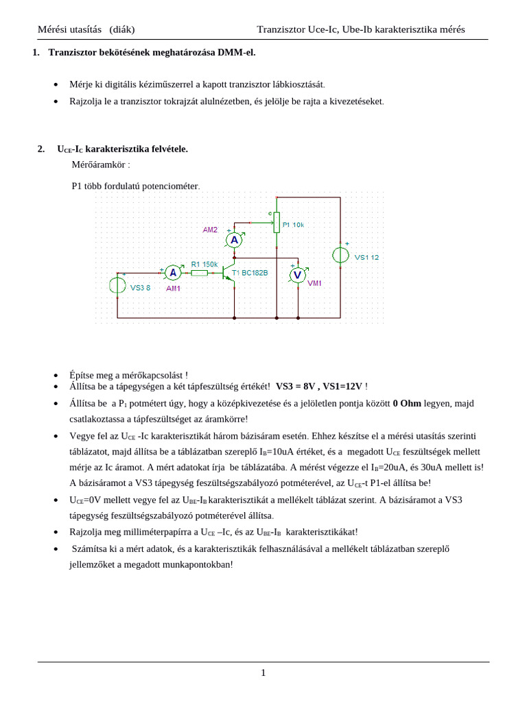 Tranzisztor Uce-Ic, Ube-Ib Kar. - Diã¡k | PDF