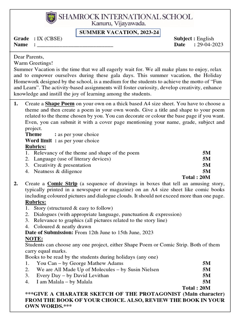 GR-9 (Cbse) Summer Worksheet | PDF | Social Science | Art