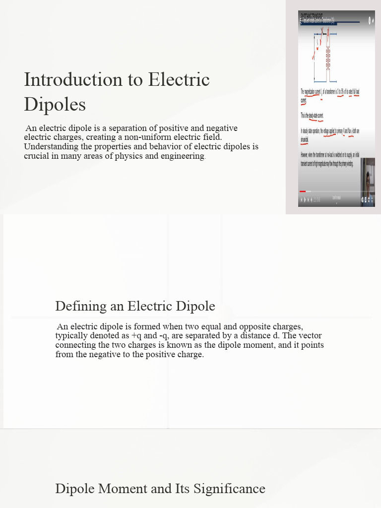 Introduction To Electric Dipoles | PDF | Dipole | Flux
