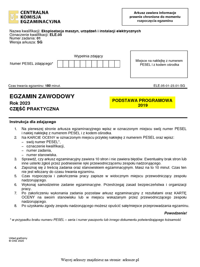 Ele05 2023 Styczen Egzamin Zawodowy Praktyczny | PDF