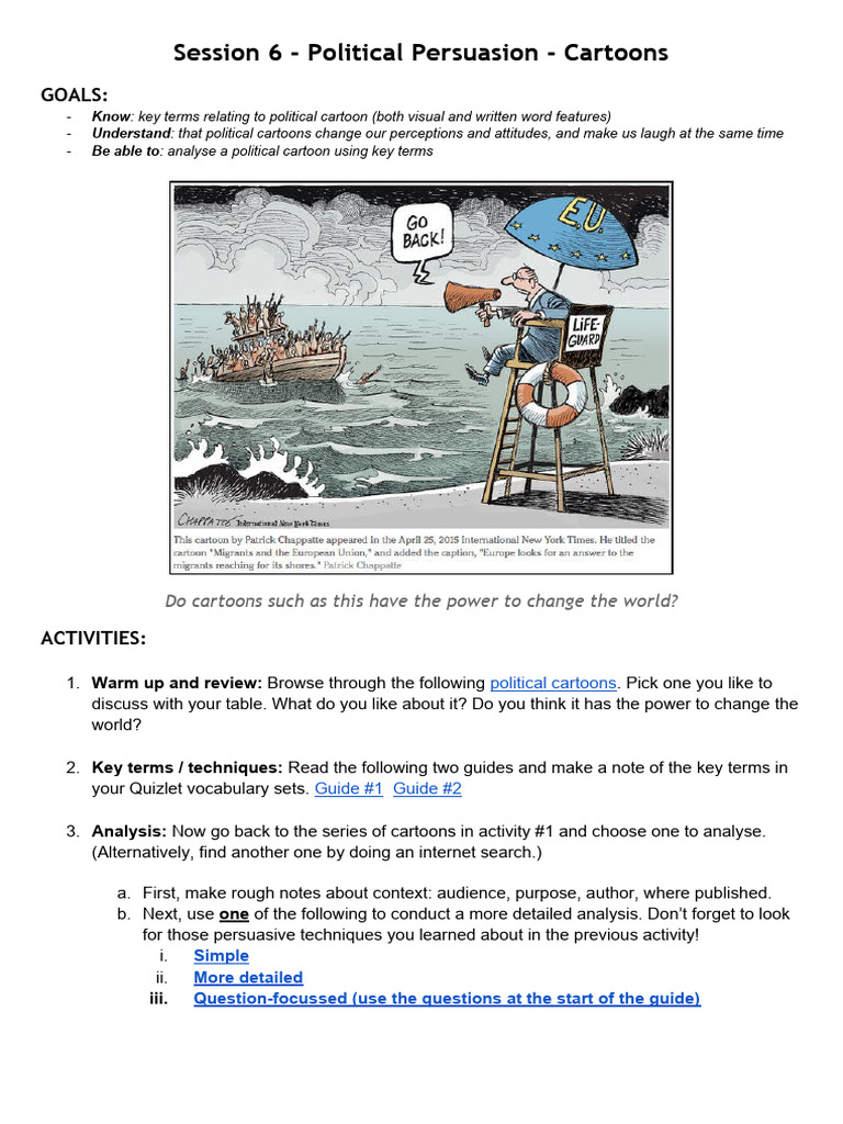 Analyzing Political Cartoons | PDF | Persuasion | Cartoon
