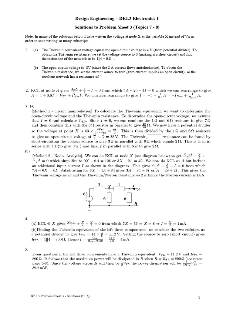 Problem Sheet 3 - Solutions | PDF