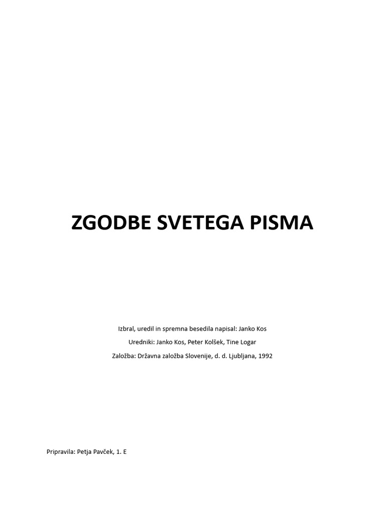 Zgodbe Svetega Pisma | PDF