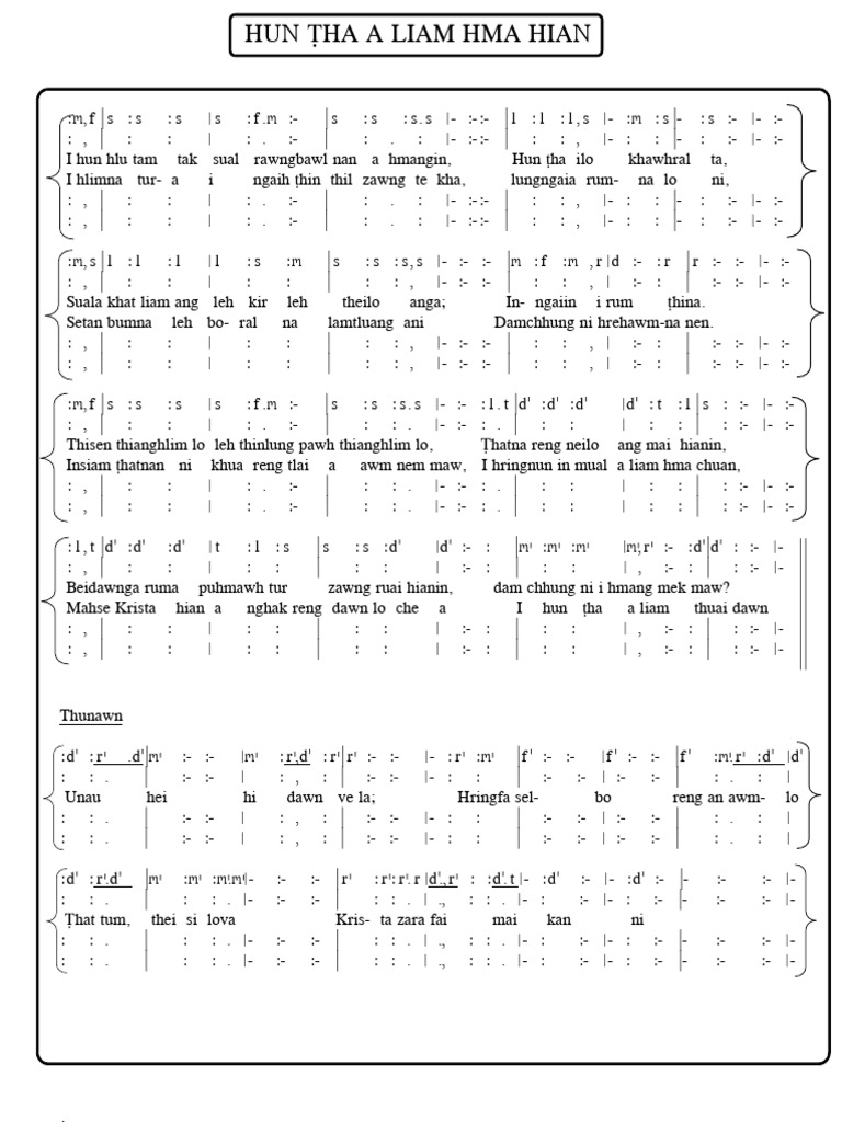 Hun Tha A Liam Hma Hian | PDF